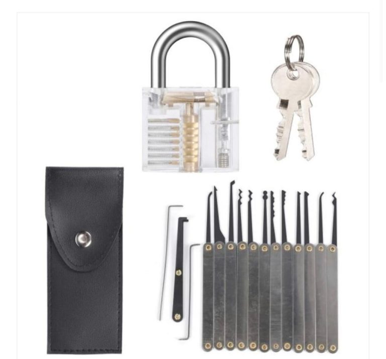 12 Piece Lock Pick Set (Metal handles) – Including Transparent Padlock ...